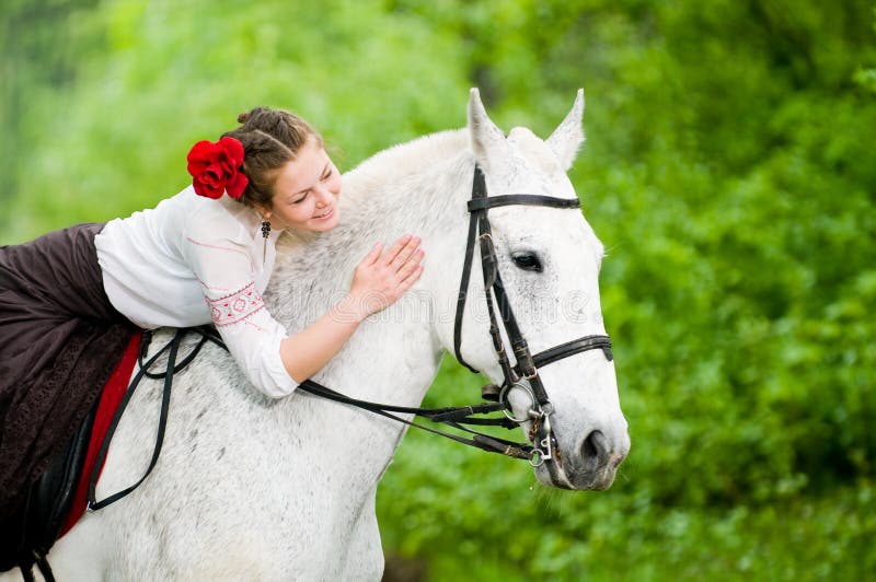 Beautiful Girl Riding Horse Stock Image - Image of hobby, park: 10060599