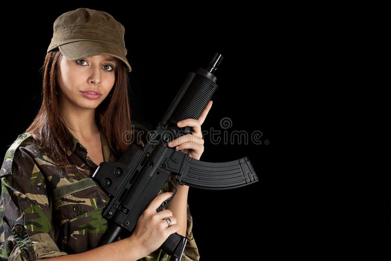 Beautiful Girl with a Rifle Stock Image - Image of guard, female: 23455527