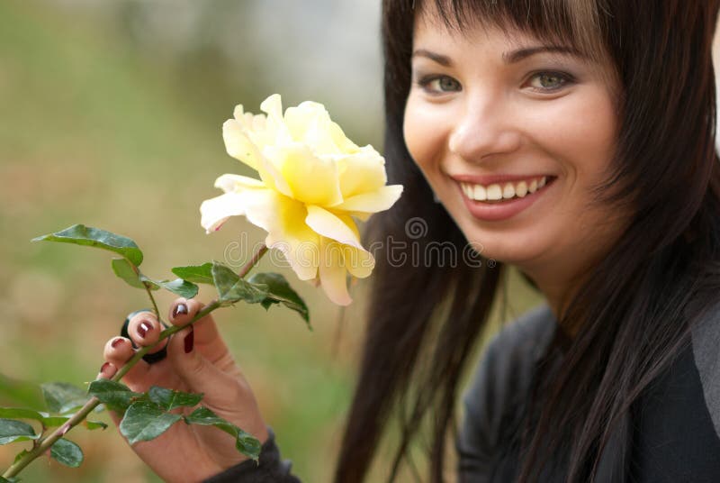 Beautiful girl with rose stock photo. Image of face, cute - 15124830