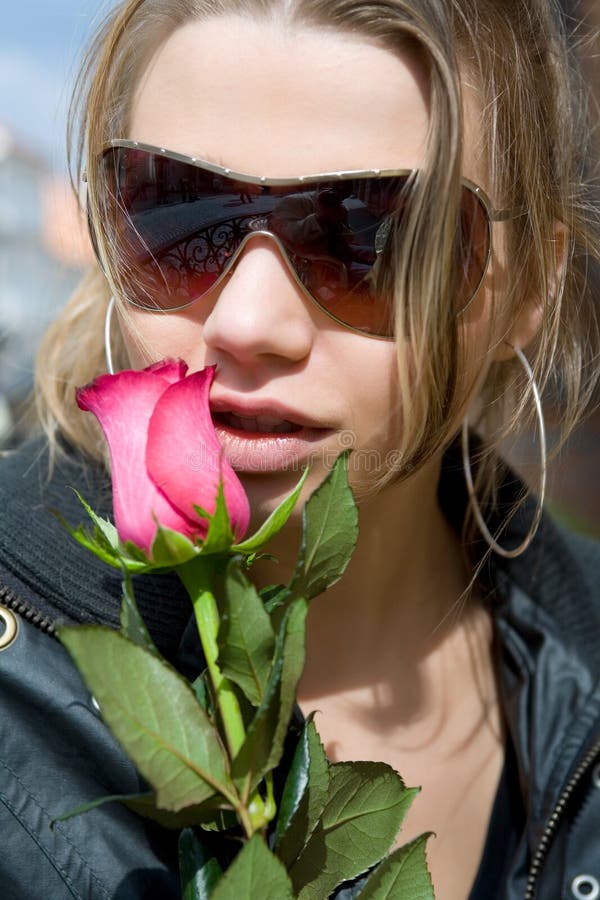 Beautiful girl and rose stock photo. Image of mysterious - 5036946