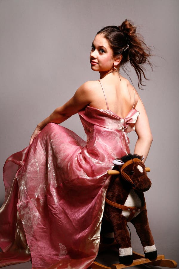 Beautiful Girl on a Roundabout Stock Image - Image of forest, clothing ...