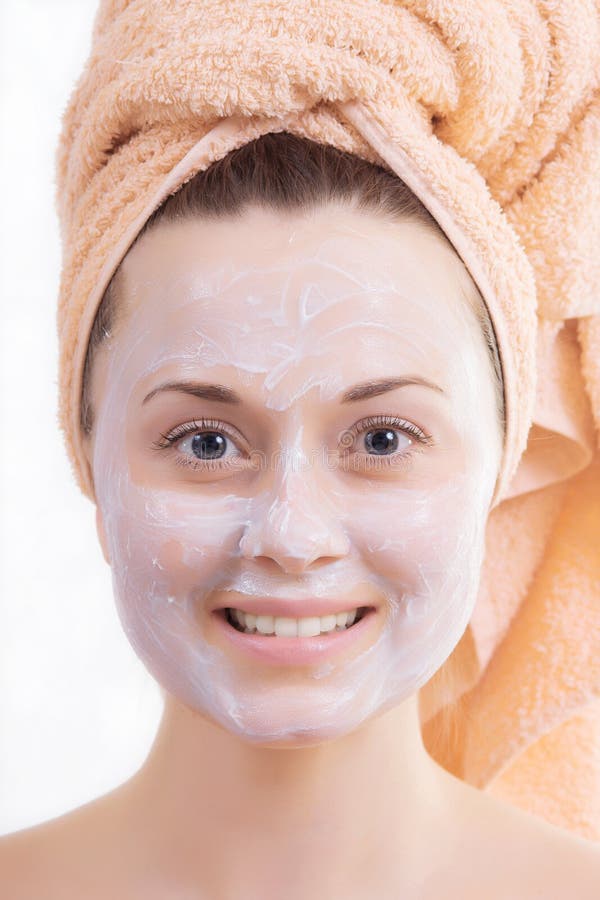 Beautiful Girl S Face with Cream Stock Photo - Image of young ...