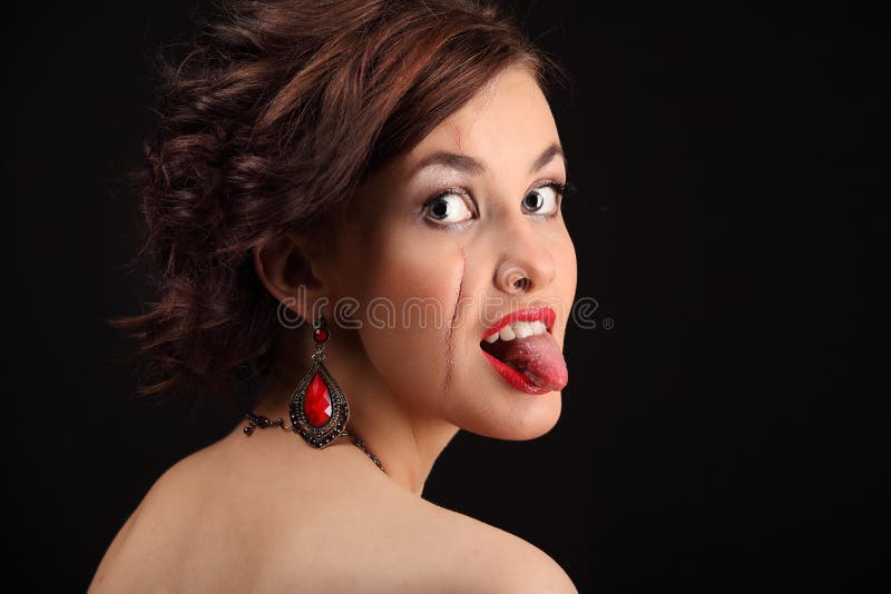 Beautiful Girl with a Scar on Face and Shoulder Stock Photo - Image of ...
