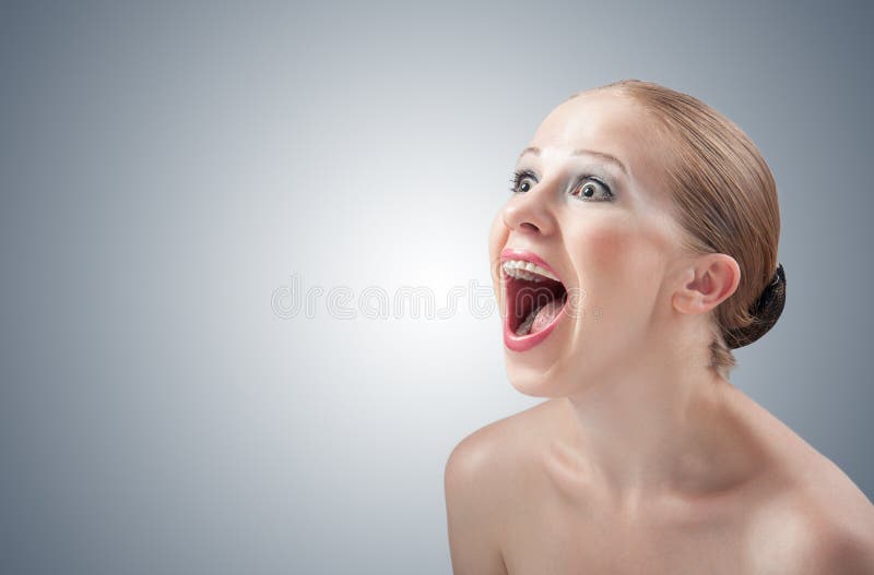 Beautiful Girl Screaming Angry Aggressive. Stock Image - Image of ...