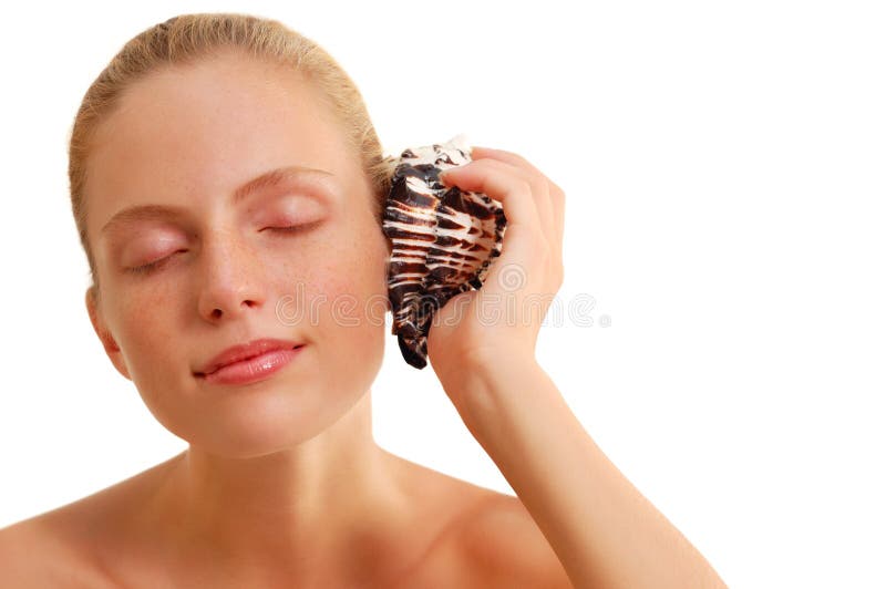 Beautiful girl with shell stock image. Image of lifestyle - 17281377