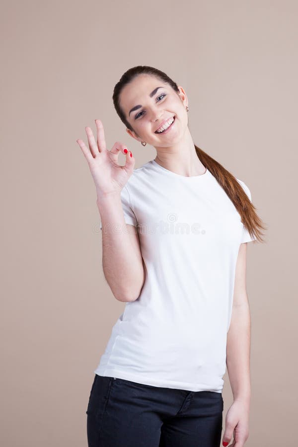 Beautiful Girl Shows Signs of Hands Stock Image - Image of beauty, girl ...