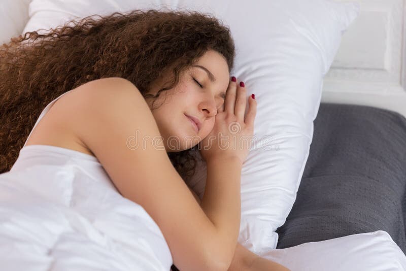 Beautiful Girl Sleeping in Bed Alone. Stock Photo - Image of beautiful ...