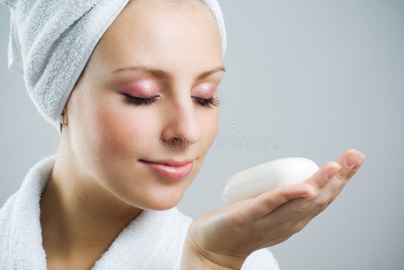 Beautiful girl with soap. stock photo. Image of caucasian - 6950238