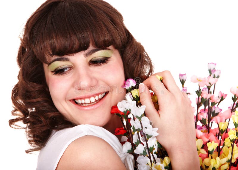 Beautiful Girl with Spring Flower. Stock Photo - Image of bouquet ...
