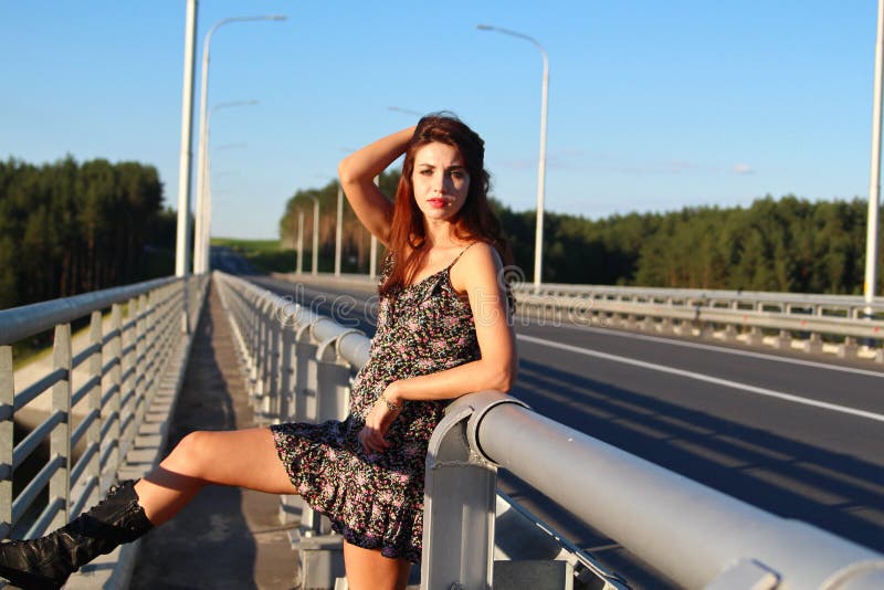 Beautiful girl stock image. Image of young, dreams, bridge - 46547593