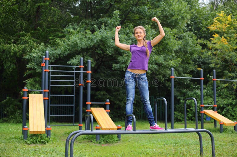 Beautiful Girl Standing on the Parallel Stock Photo - Image of person ...