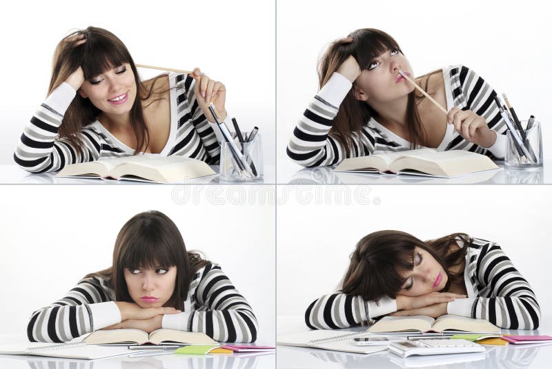 Beautiful Girl Studying, Collage Stock Photo - Image of paper, copybook ...