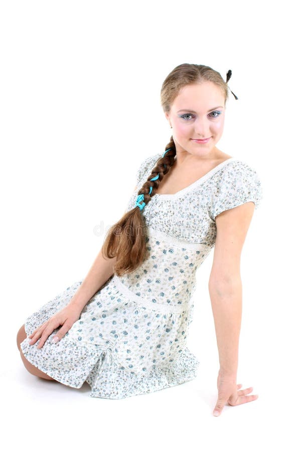Beautiful Girl in Sundress with Plait Stock Photo - Image of attractive ...
