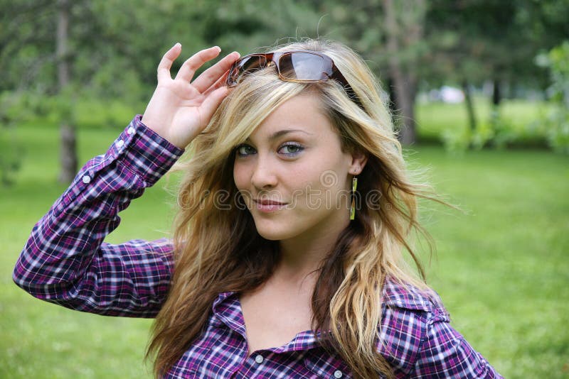 Beautiful Girl With Sunglasses Outdoors Stock Image Image Of