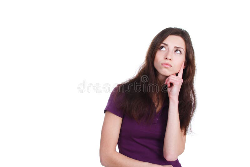Beautiful girl thinking stock image. Image of thinks - 52165149