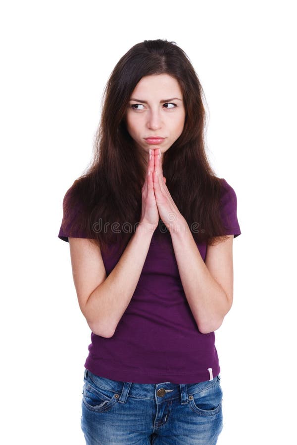 Beautiful girl thinking stock photo. Image of beautiful - 52165352