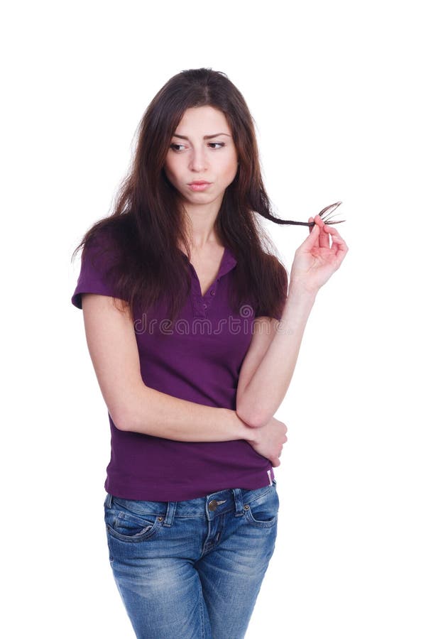 Beautiful girl thinking stock photo. Image of thinks - 52167660