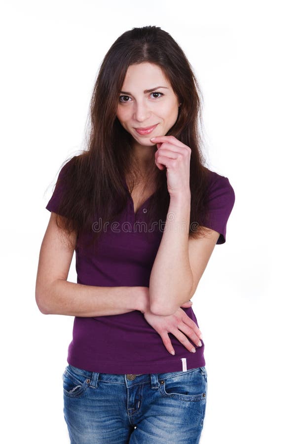 Beautiful girl thinking stock image. Image of cheerful - 52167779