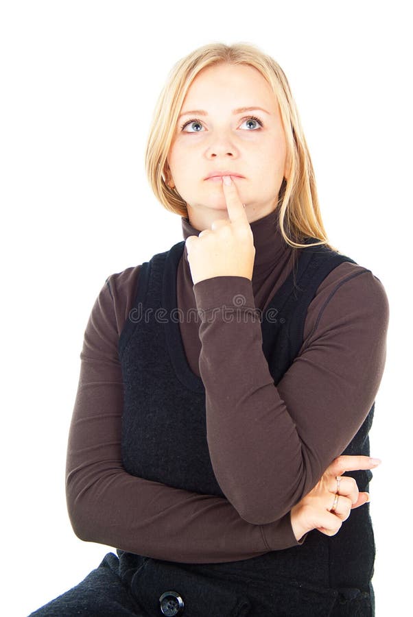 Beautiful girl thinks stock image. Image of glamour, beauty - 27181307