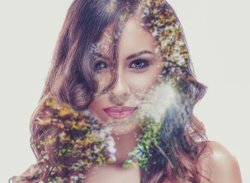 Beautiful girl and a tree stock photo. Image of fashion - 51915700