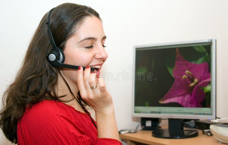 Beautiful Girl Very Happy on Computer Stock Image - Image of close ...