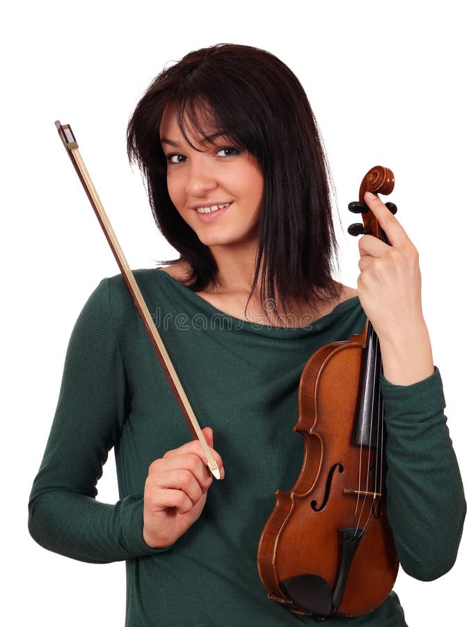 Beautiful Girl with Violin Portrait Stock Photo - Image of beauty, girl ...