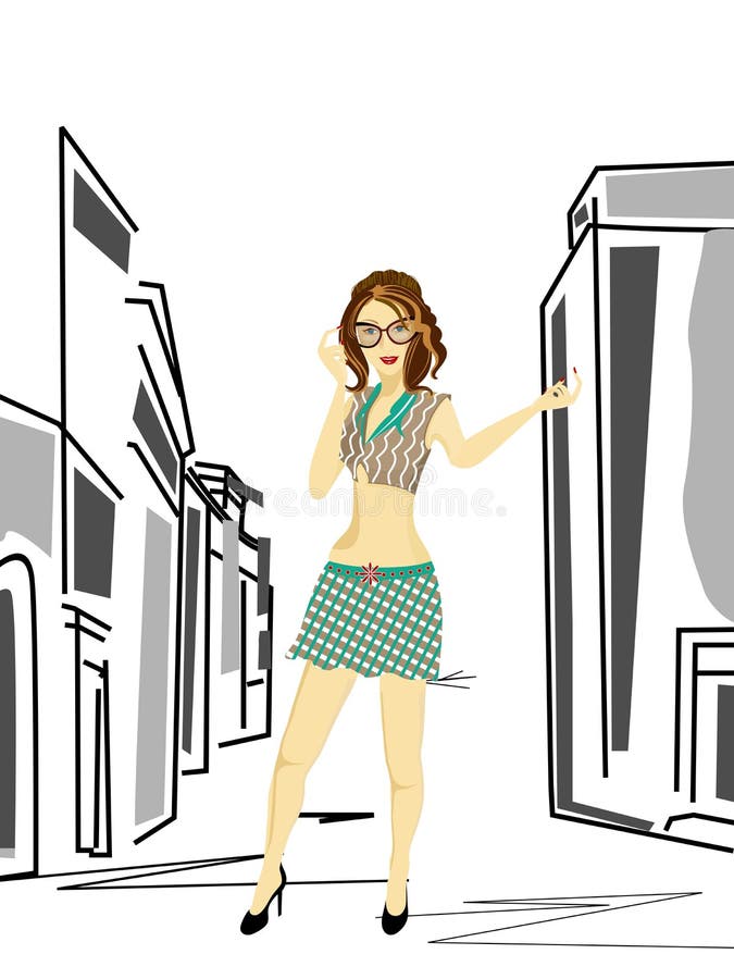 A Beautiful Girl Waiting for Someone. Stock Vector - Illustration of ...