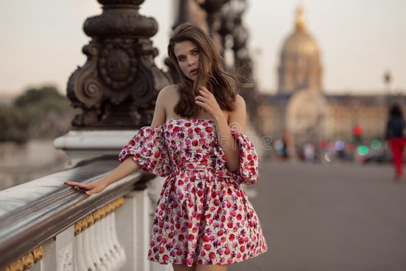 Beautiful Girl is Walking in Paris, France, Summer Time Stock Image ... Beautiful Girl is Walking in Paris, France, Summer Time Stock Image ...