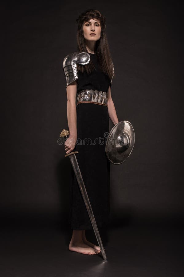 Beautiful Girl Warrior in Medieval Clothes Stock Photo - Image of ...