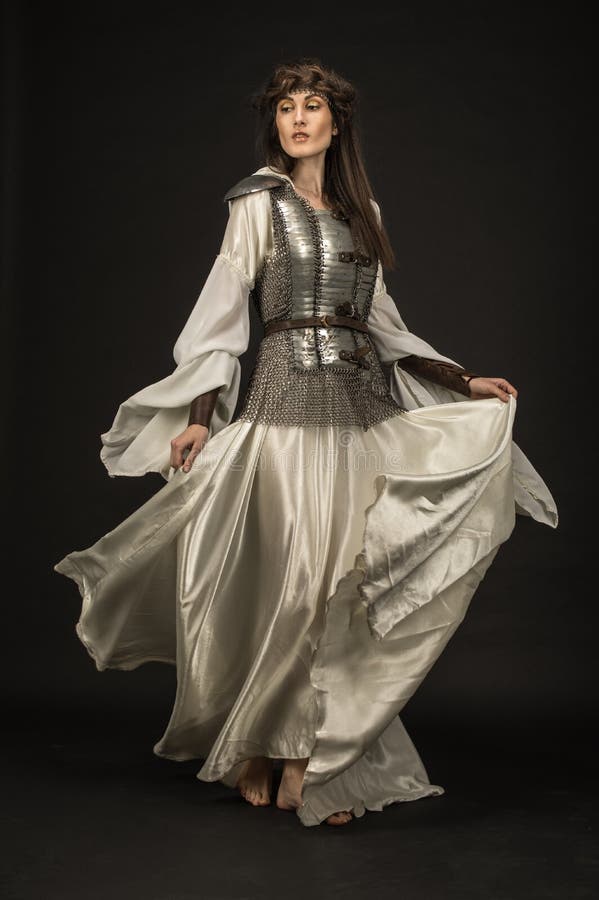 Beautiful Girl Warrior in Medieval Clothes Stock Photo - Image of ...