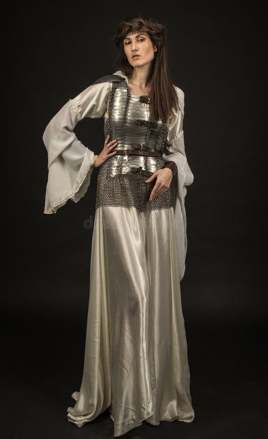 Beautiful Girl Warrior in Medieval Clothes Stock Photo - Image of ...