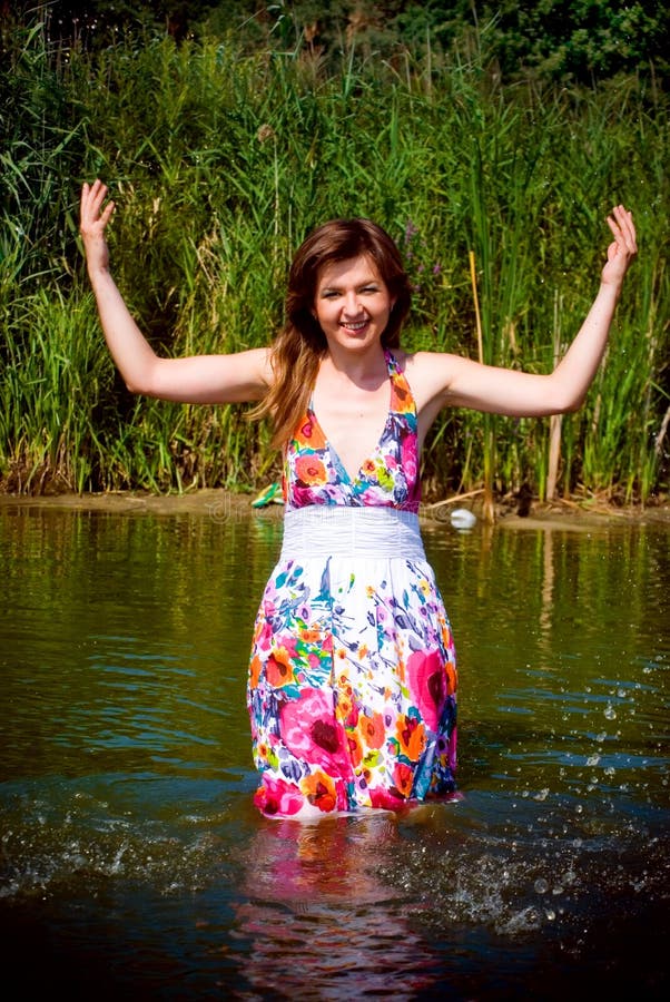 Beautiful girl in water stock photo. Image of pretty - 15867728