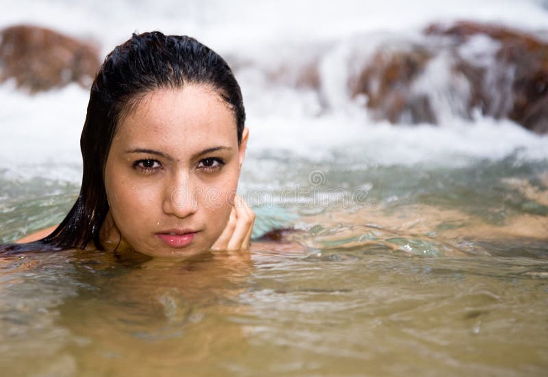 Beautiful girl in water stock photo. Image of woman, malaysian - 3859474