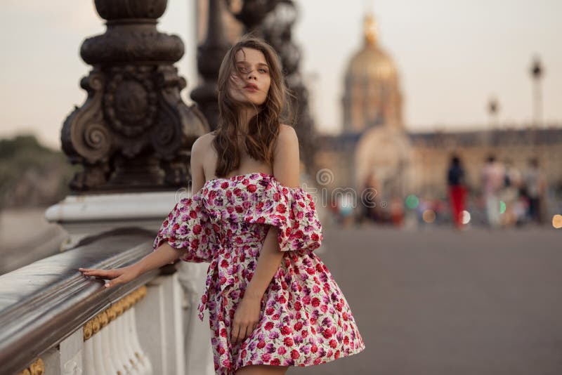Beautiful Girl is Walking in Paris, France, Summer Time Stock Image ... Beautiful Girl is Walking in Paris, France, Summer Time Stock Image ...
