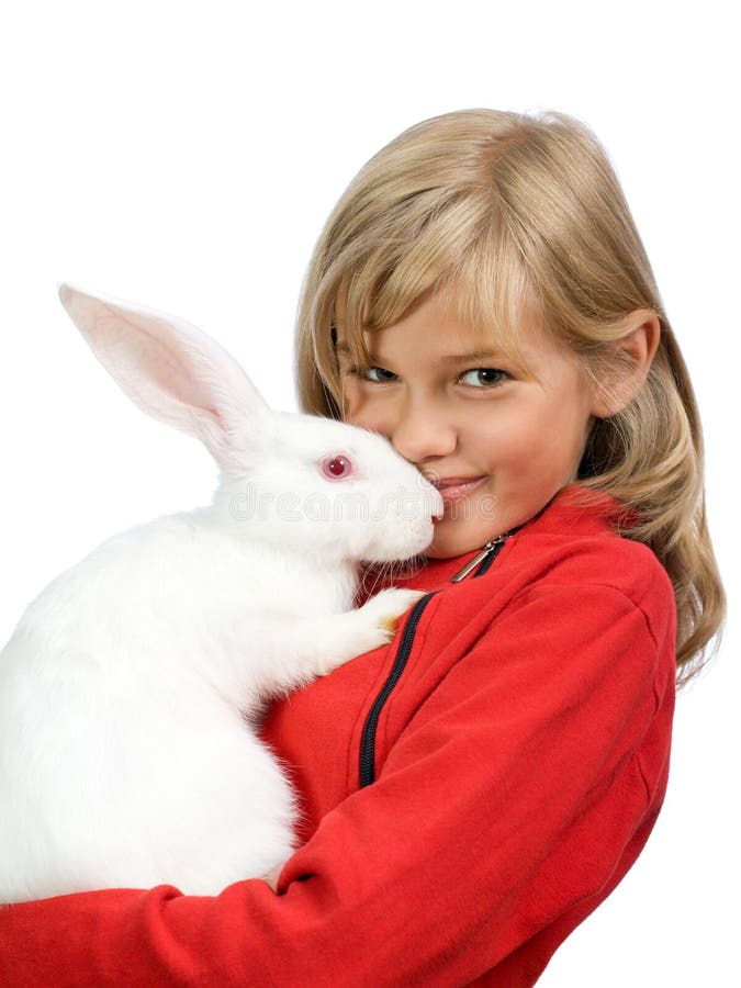 Child with Pet Rabbit stock photo. Image of young, rabbit - 2020250