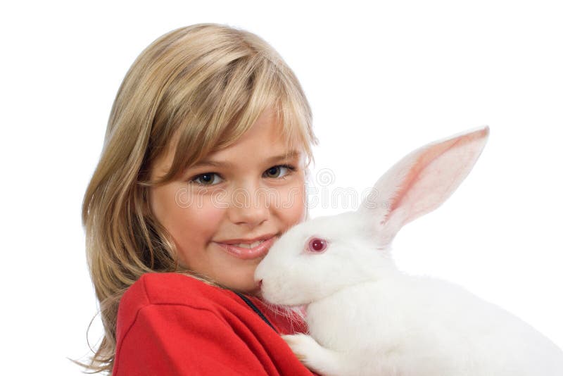 Little girl with a rabbit stock image. Image of cute, muzzle - 1768617