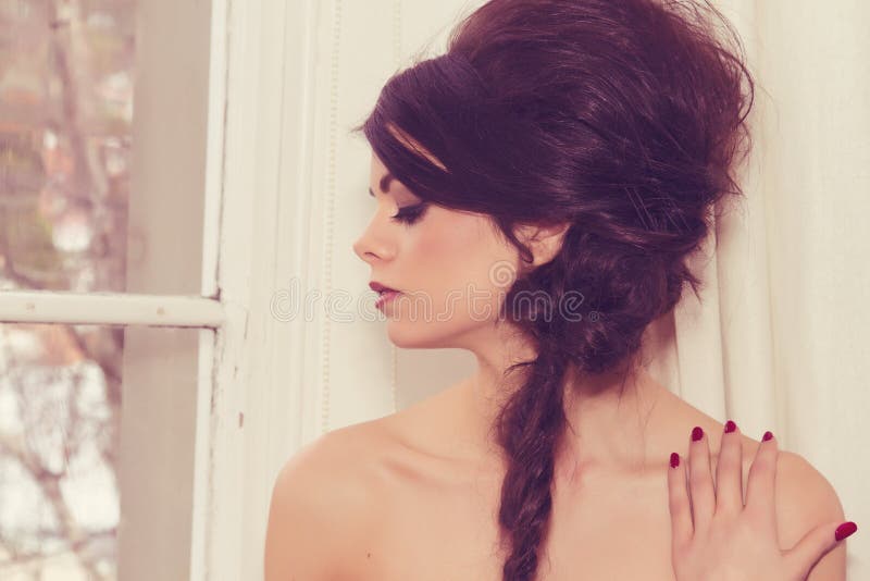 Beautiful girl by window stock image. Image of health - 25310105