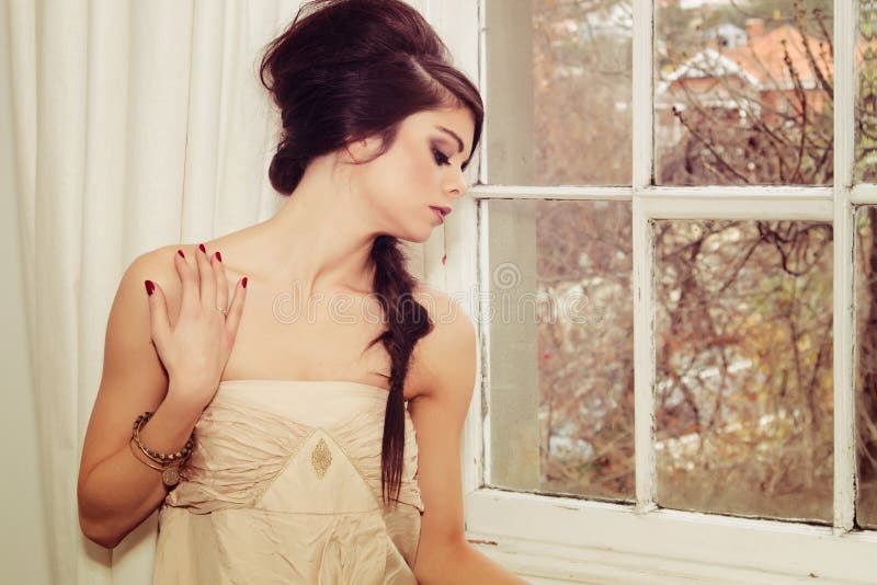 Beautiful girl by window stock image. Image of health - 25310105