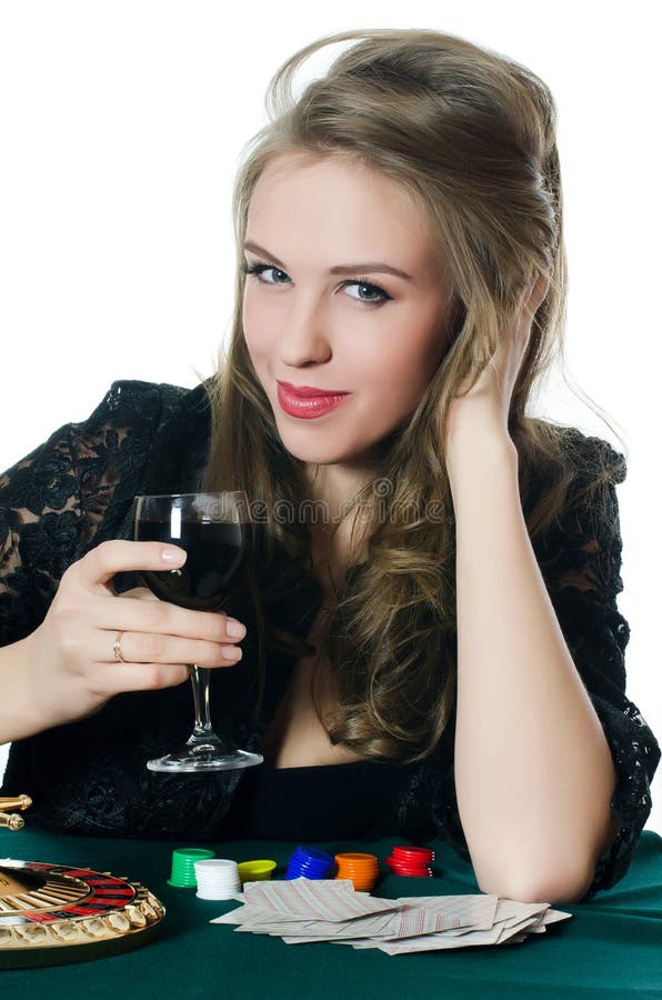 The Beautiful Girl with Wine Glass Stock Image - Image of nightlife ...