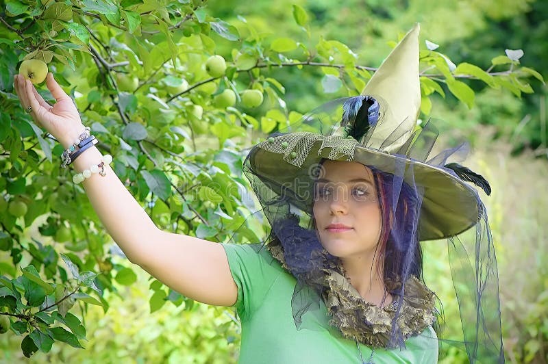 Beautiful Girl in Witch Hat Stock Image - Image of girl, fairy: 60265889