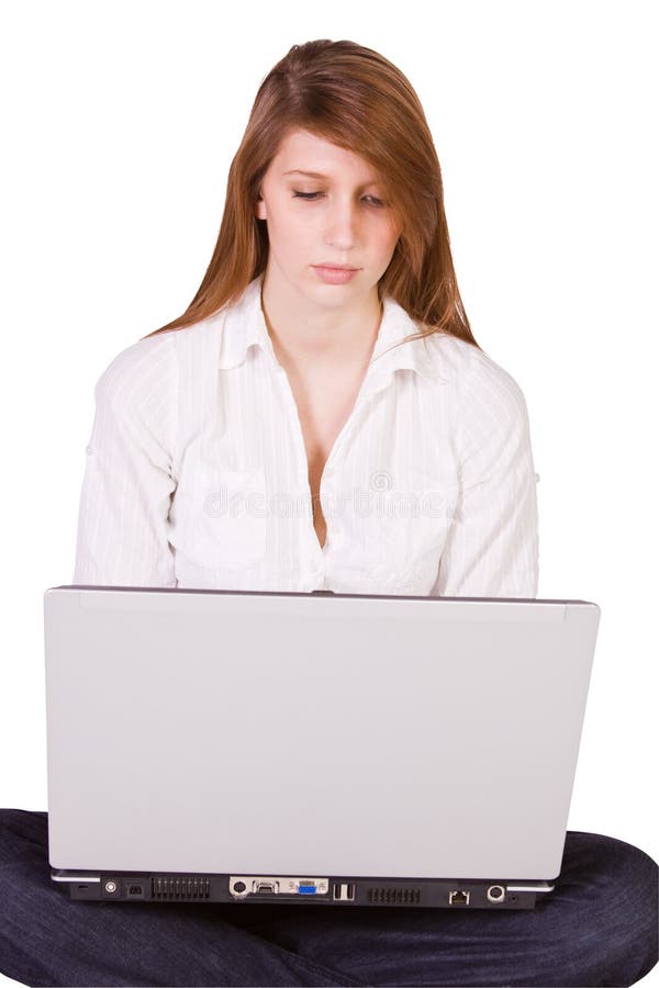 Beautiful Girl Working on Her Laptop Stock Photo - Image of adult ...