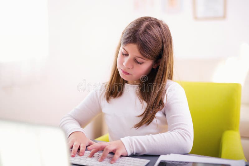 Beautiful Girl Working on Her School Project Stock Photo - Image of ...