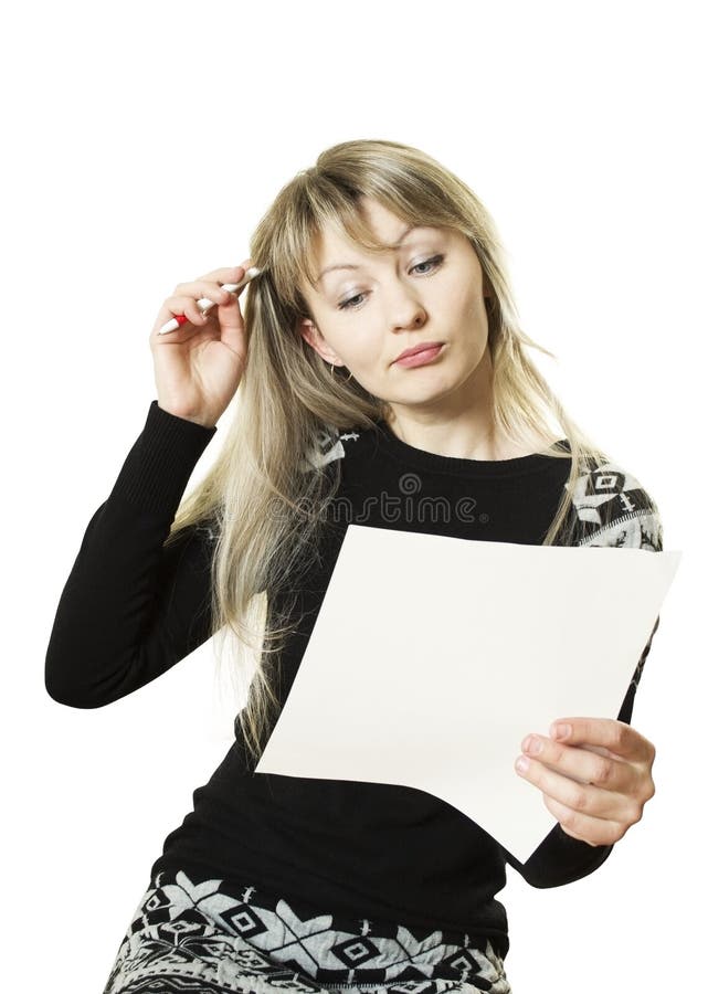 Beautiful Girl Writing on Paper Stock Photo - Image of study, paper ...
