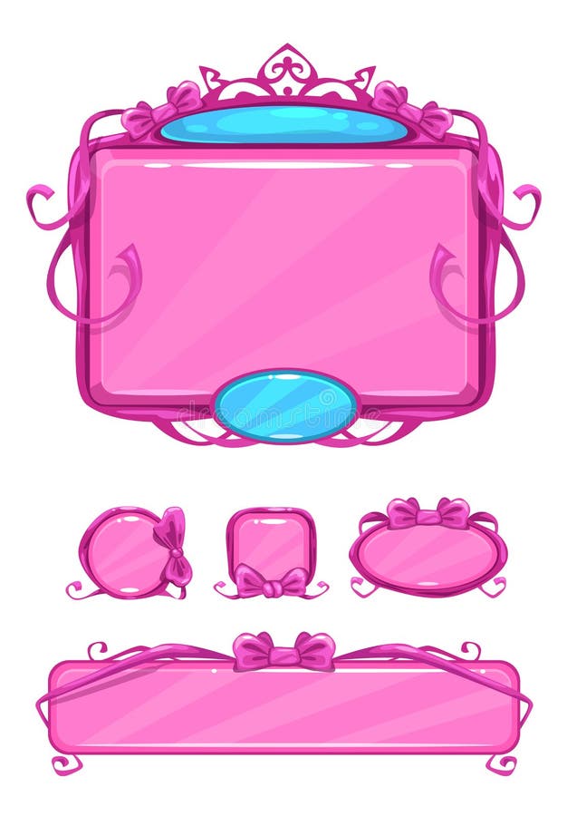 Beautiful Girlish Pink Game User Interface Stock Vector - Illustration ...