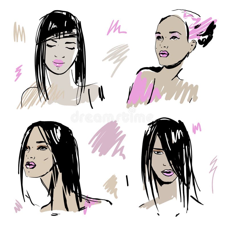 Beautiful girls set. stock vector. Illustration of background - 47561023