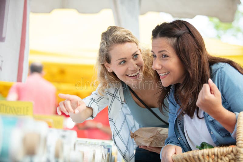 Beautiful Girls Shopping Together Stock Image - Image of mobile, female ...