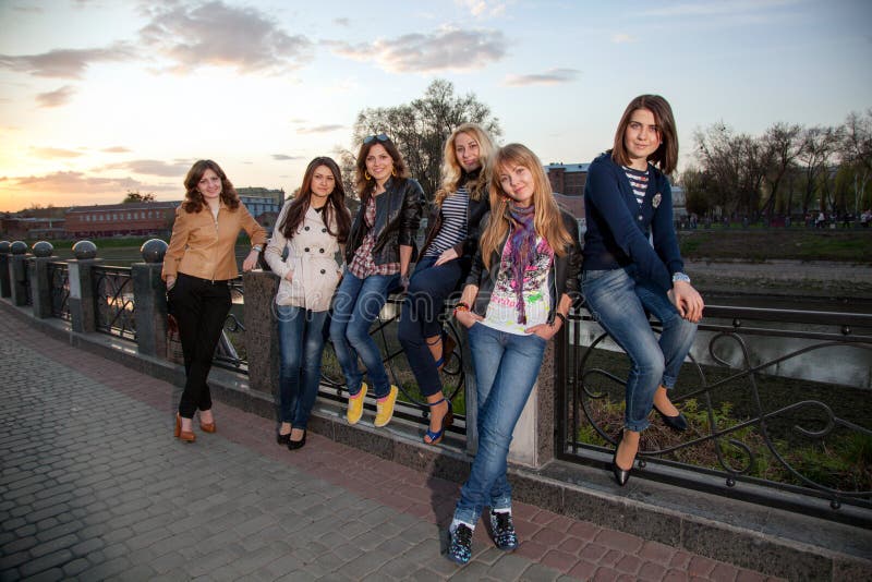 Beautiful girls at sunset stock image. Image of people - 25752789