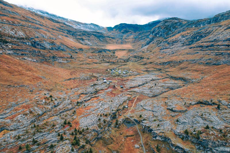 Beautiful Glacial Valley with Separated Trees and a Blue Sky Stock ...