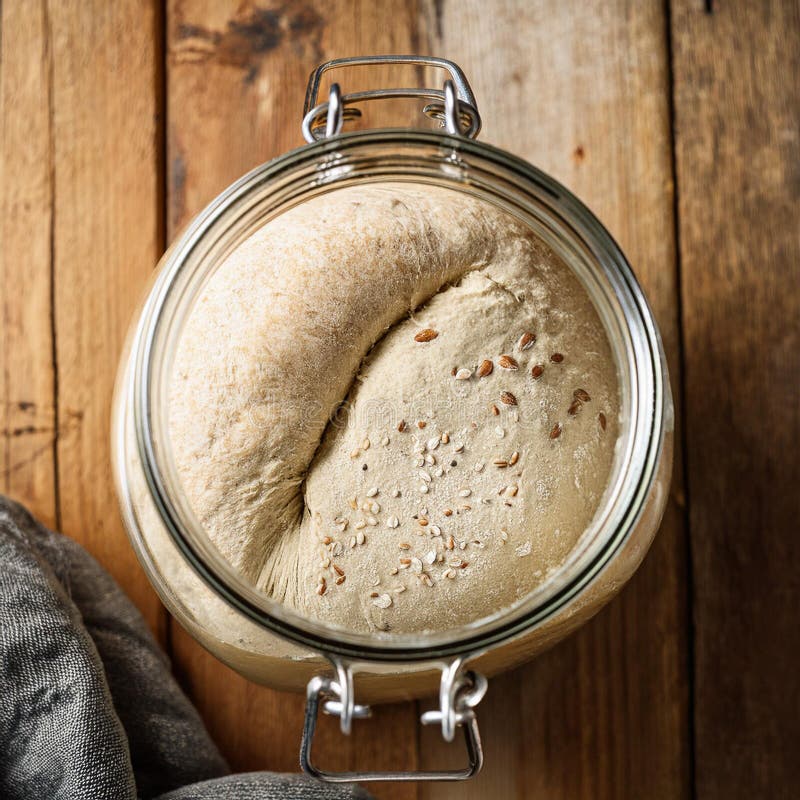 Beautiful Glass Jar of Spelt Sourdough Dough Rising. AI Content ...