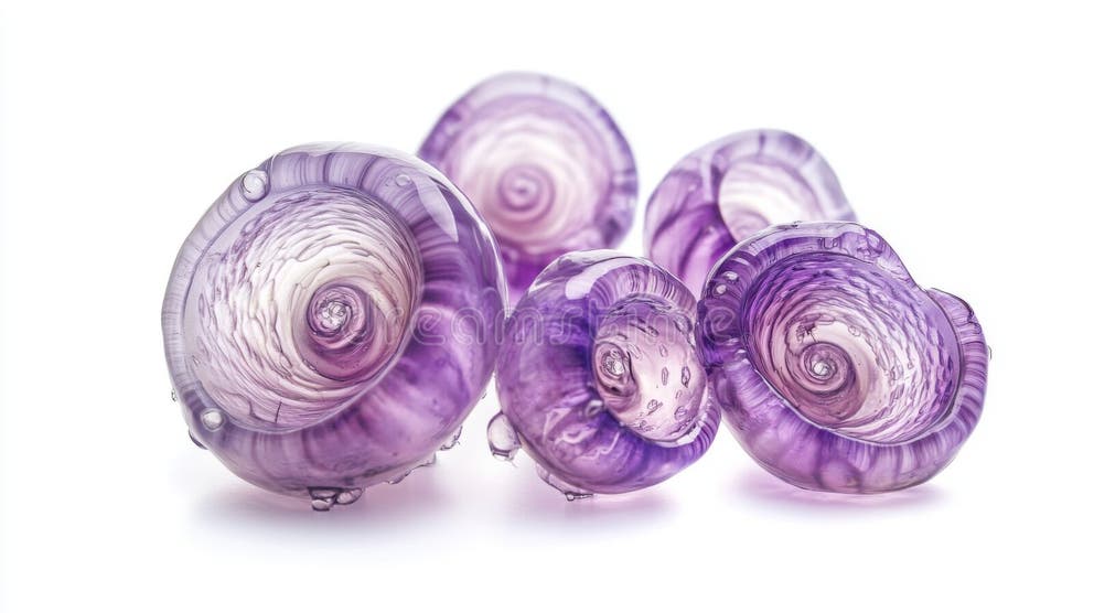 Beautiful Glass Sea Shells with a Swirl Pattern are Displayed Together ...